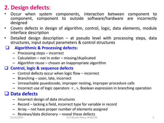 Unit 1 defects classes | PPT