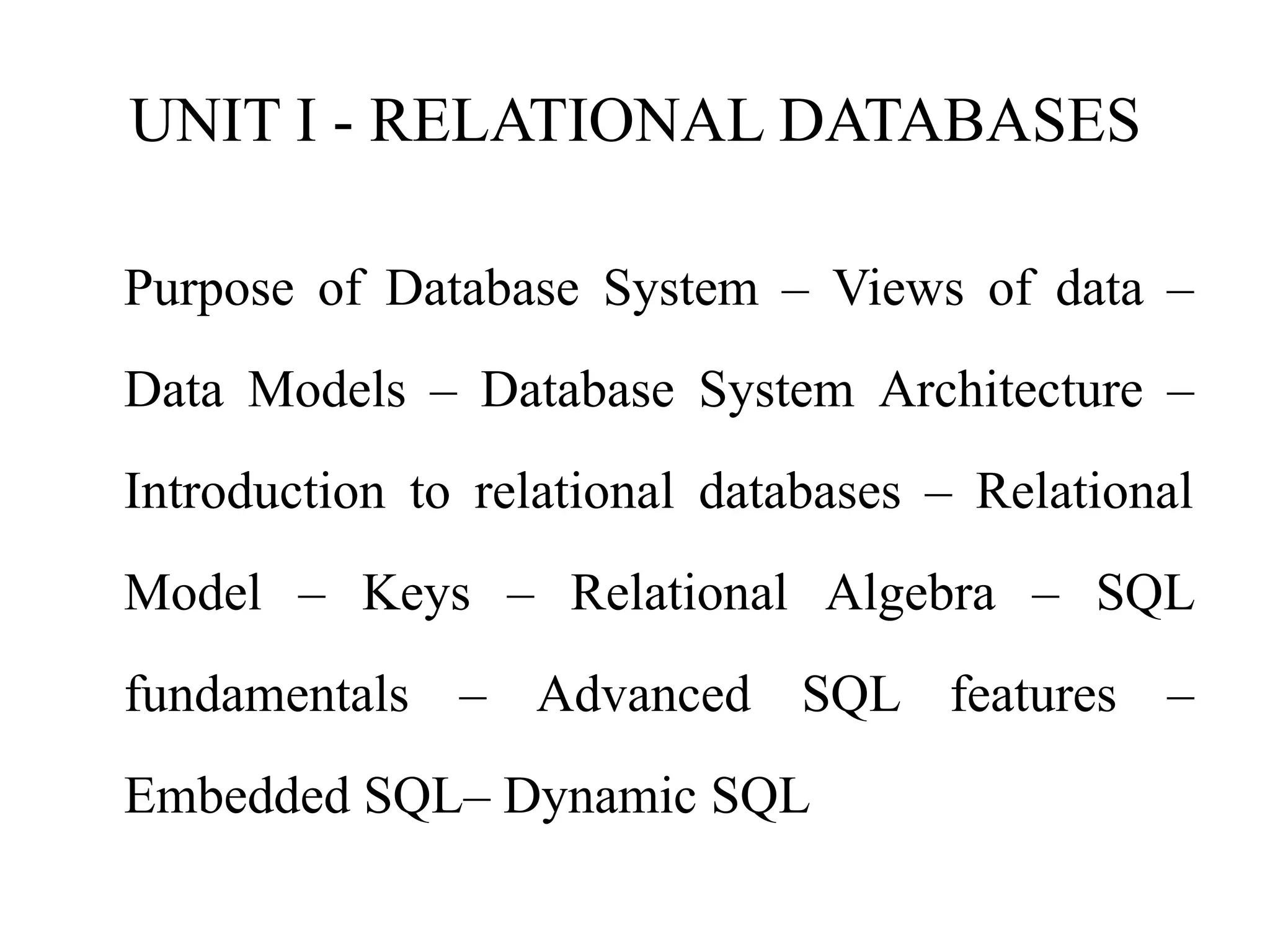 Unit 1 DBMS | PDF