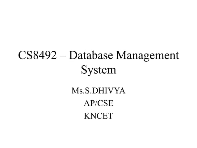 Unit 1 DBMS | PDF