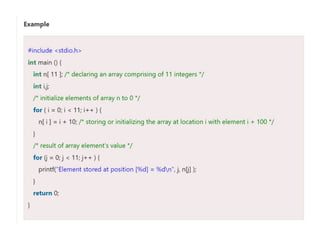 CONCEPT OF ARRAY IN DATA STRUCTURES CONCEPT OF ARRAY IN DATA STRUCTURES | PPT