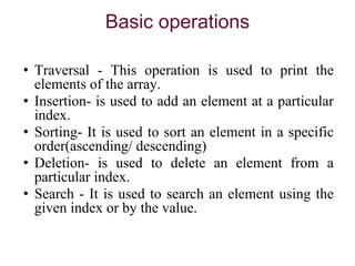 CONCEPT OF ARRAY IN DATA STRUCTURES CONCEPT OF ARRAY IN DATA STRUCTURES ...
