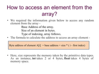 CONCEPT OF ARRAY IN DATA STRUCTURES CONCEPT OF ARRAY IN DATA STRUCTURES ...