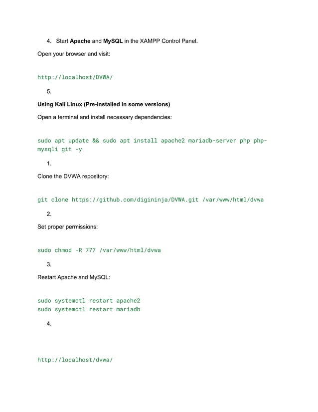 Unit 1 DVWA (Damn Vulnerable Web Application).docx