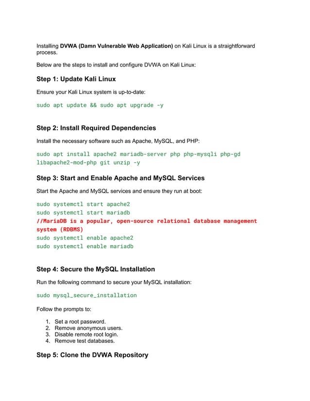 Unit 1 DVWA (Damn Vulnerable Web Application).docx