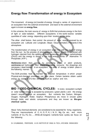 Unit 1 ecosystem | PDF | Geography | Science