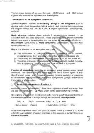 Unit 1 ecosystem | PDF | Geography | Science