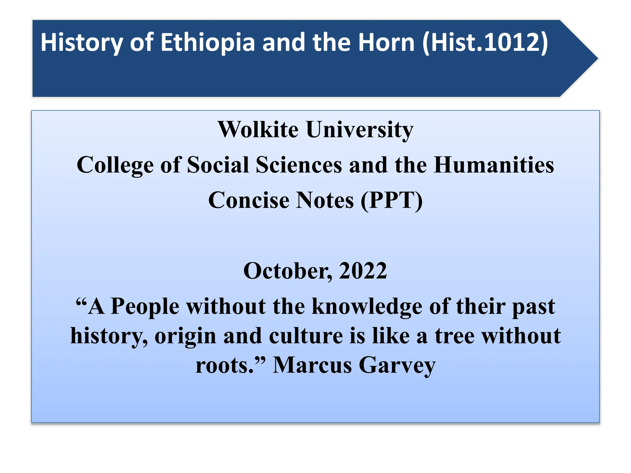 History of of Ethiopia and the Horn (Hist.1012) | PPT