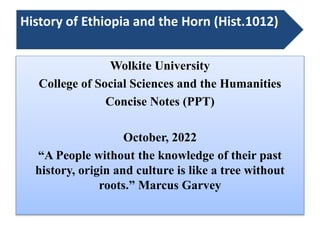 History of of Ethiopia and the Horn (Hist.1012) | PPT