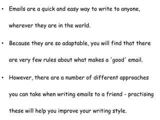 Unit 1 English for life Writing (Entry 3) - Emails to friends.pptx