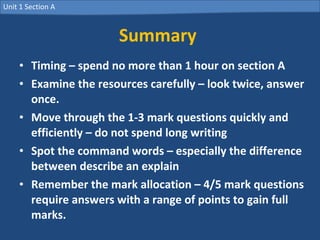 Unit 1 Exam Questions – Section A | PPT