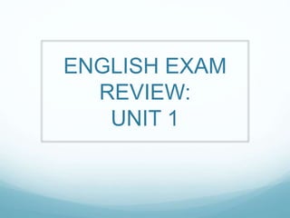 Unit 1 exam review | PPTX | Food & Drink