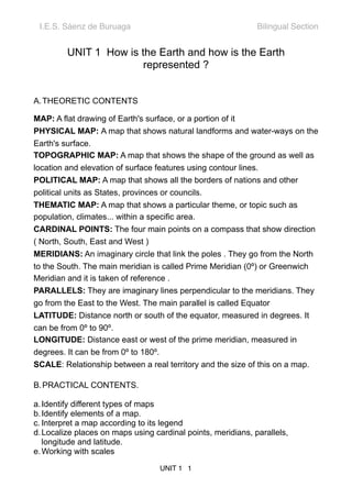 Unit 1 How is the Earth exercises | PDF