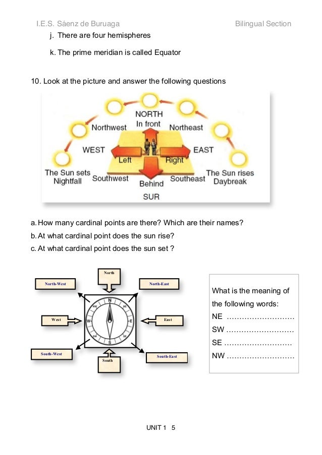 Unit 1 How is the Earth exercises