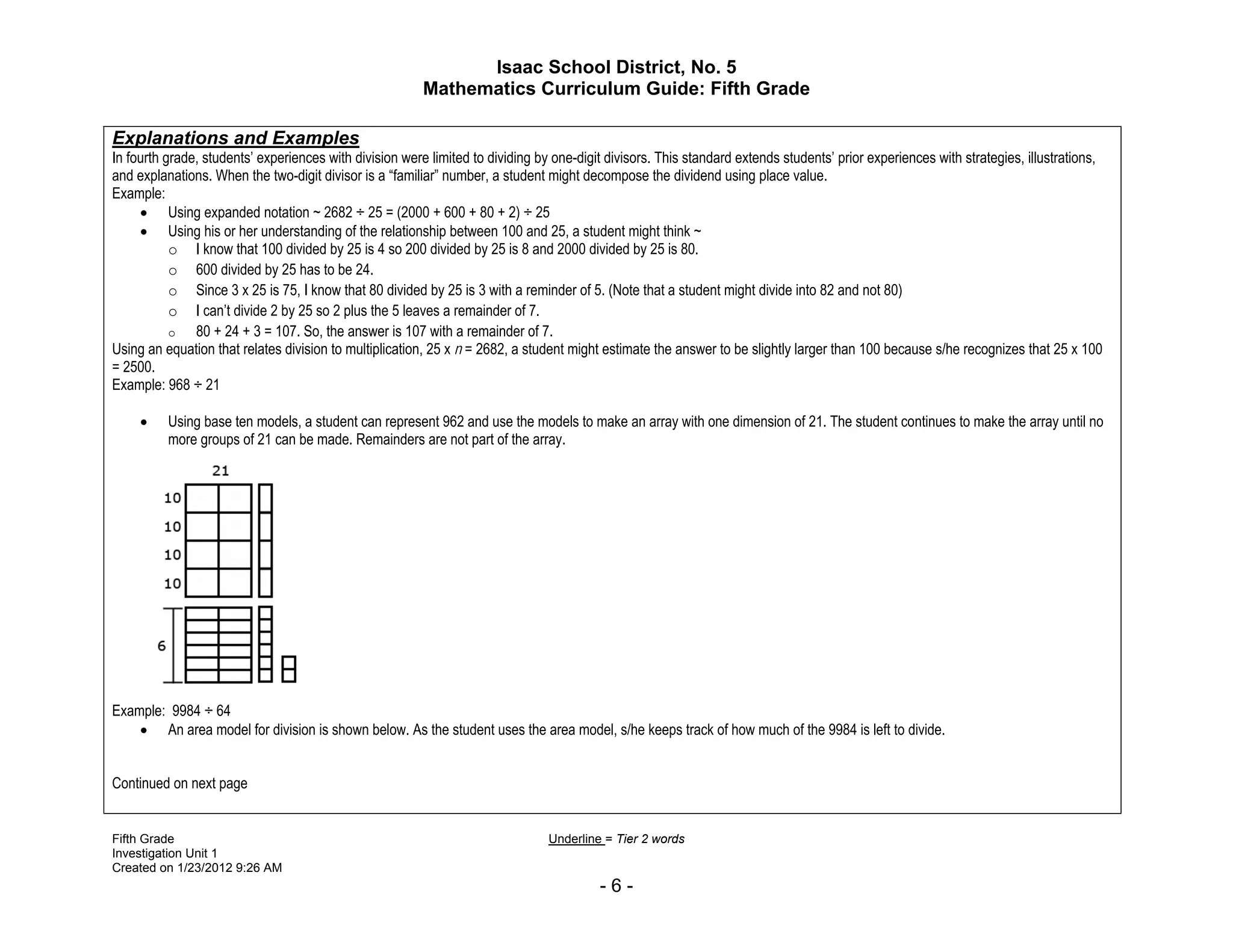 Unit 1 Fifth Grade cs 2012 2013 | PDF