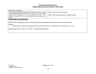 Unit 1 Fifth Grade cs 2012 2013 | PDF