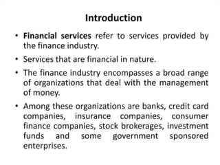 Financial Services objectives types importance | PPTX | College ...