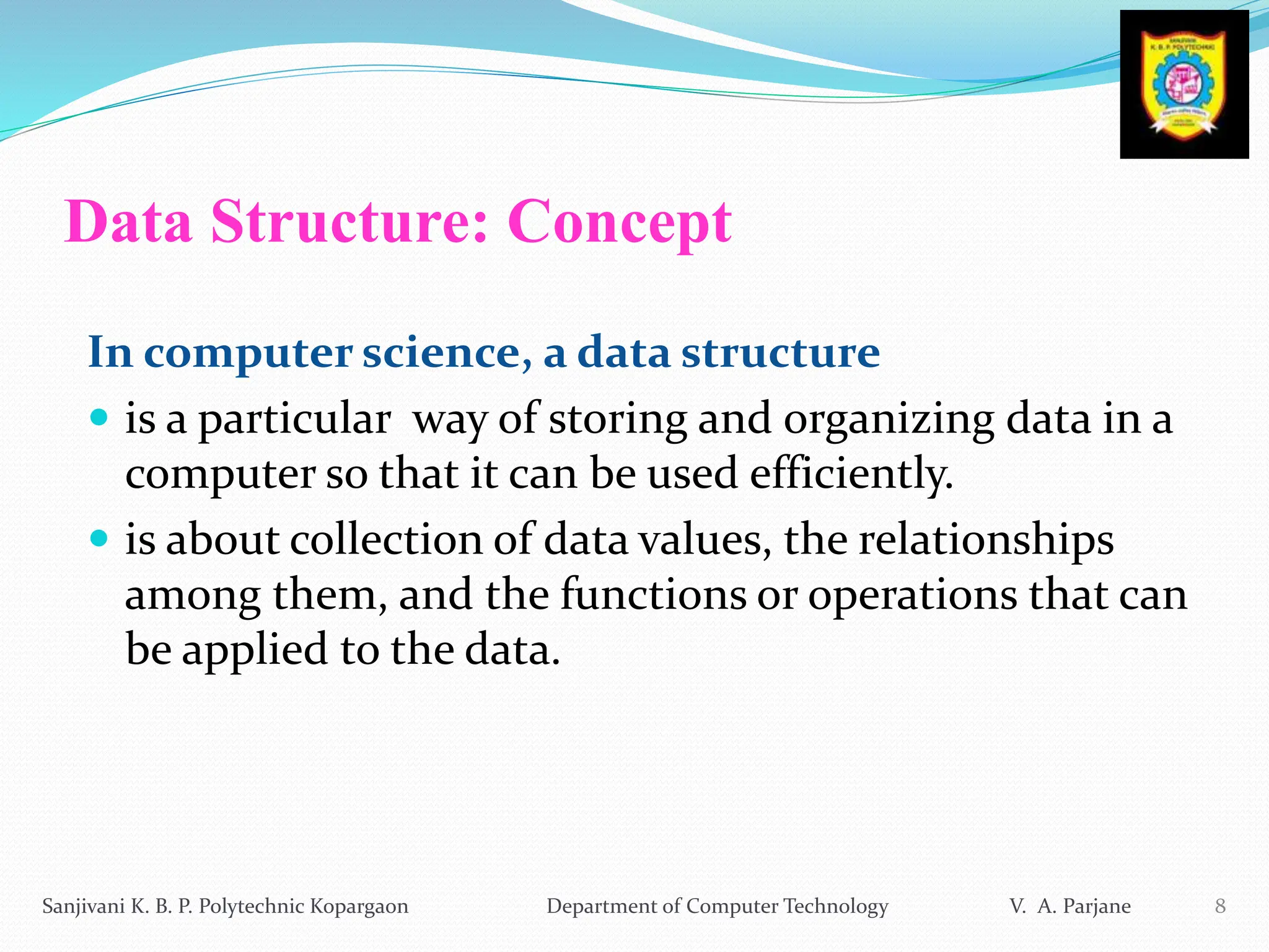 Introduction To Data And Data Structure Definition Ppt