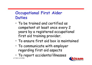 Unit 1 first aid in the workplace | PDF