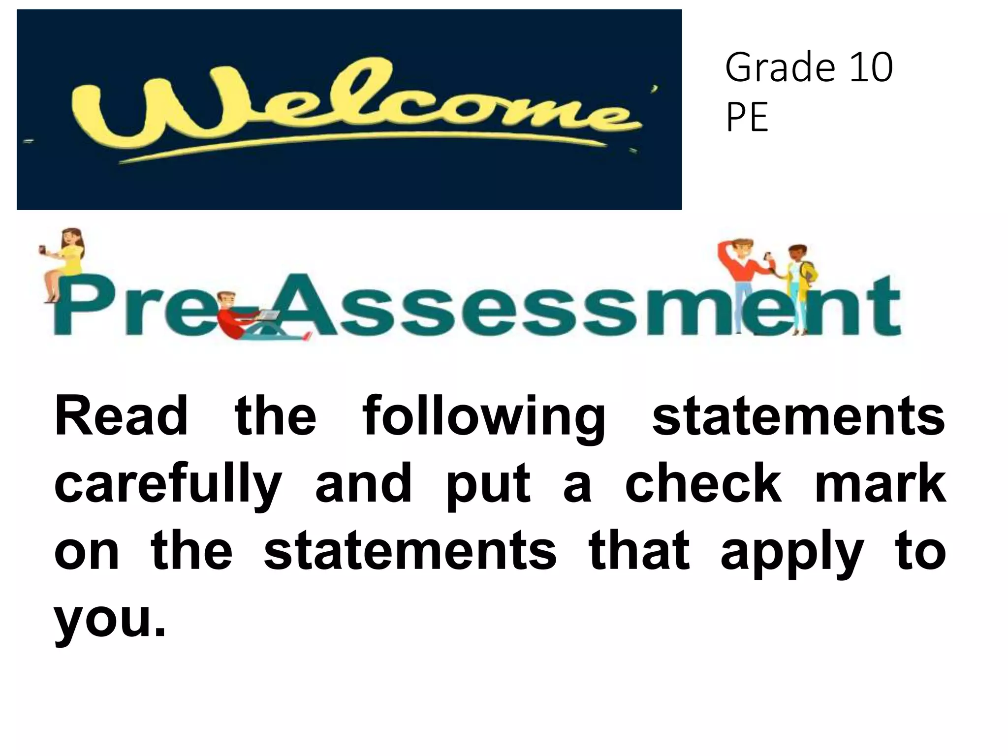 Unit 1 FIRST TOPIC IN PE GRADE 10-PROMOTING HEALTHY LIFESTYLE | PPT