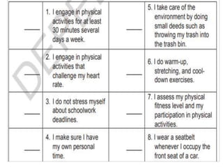 Unit 1 FIRST TOPIC IN PE GRADE 10-PROMOTING HEALTHY LIFESTYLE | PPT