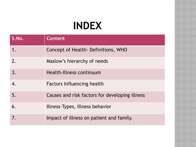 UNITY-1 : Introduction to Health and illness | PPTX | Diseases and ...