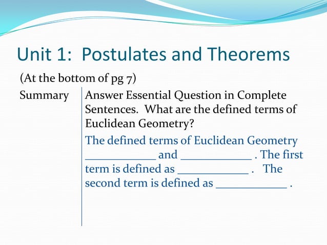 Unit 1 foundations of geometry