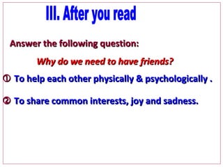 Unit 1 friendship (1) | PPT