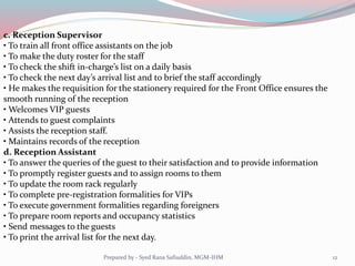 Front Office Department | PPTX