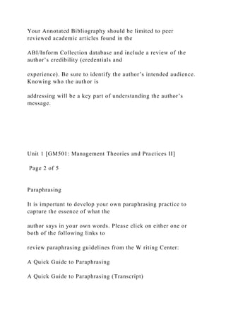 Unit 1 [GM501 Management Theories and Practices II] Page .docx