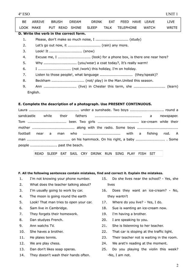 Unit1grammarpractice4ºeso | PDF