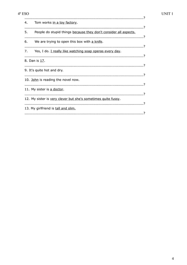 Unit1grammarpractice4ºeso | PDF
