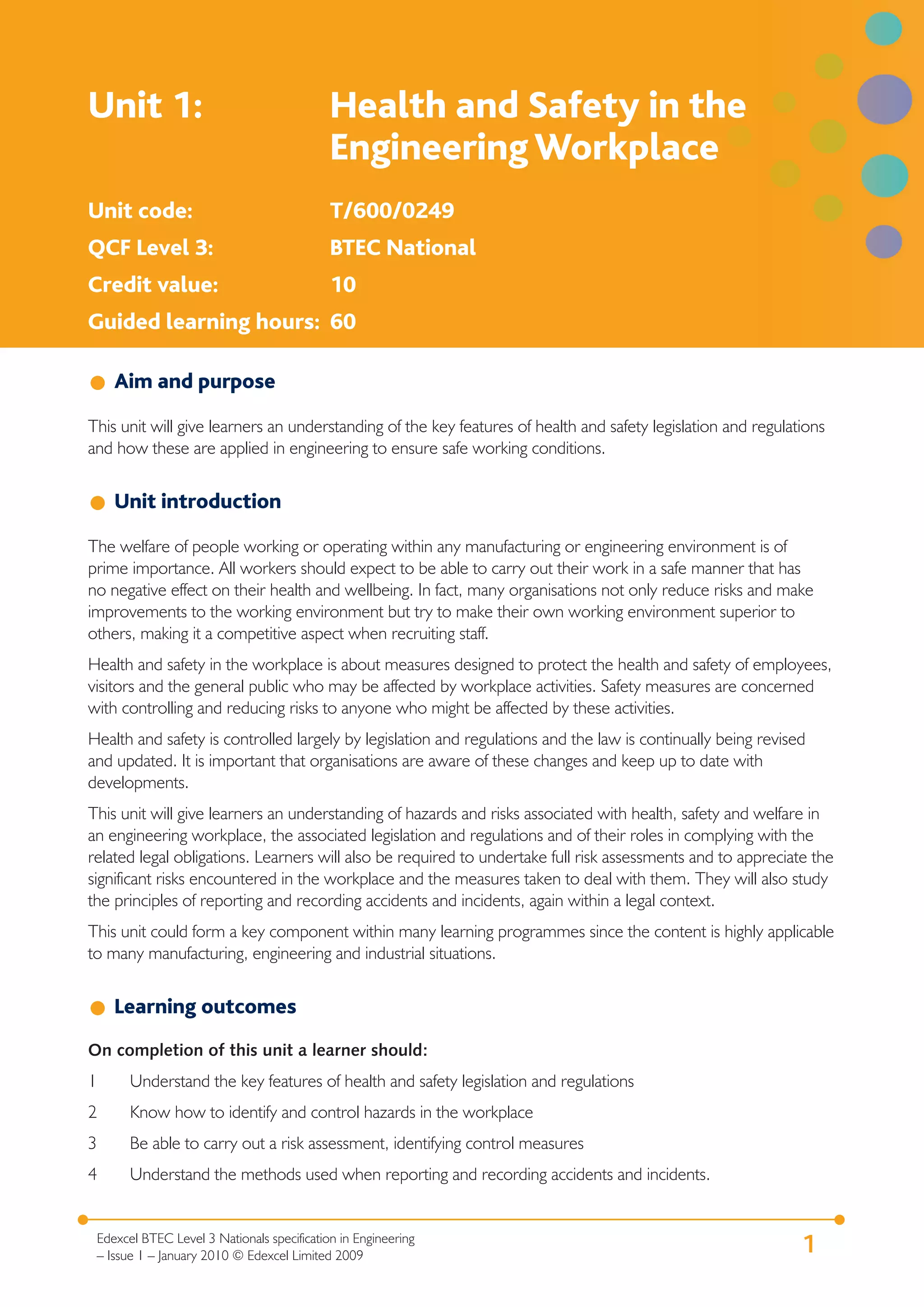 Unit 1 health_and_safety_in_the_engineering_workplace | PDF