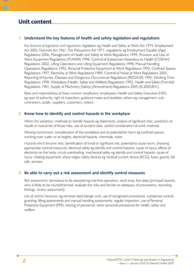 Unit 1 health_and_safety_in_the_engineering_workplace | PDF | Injuries ...