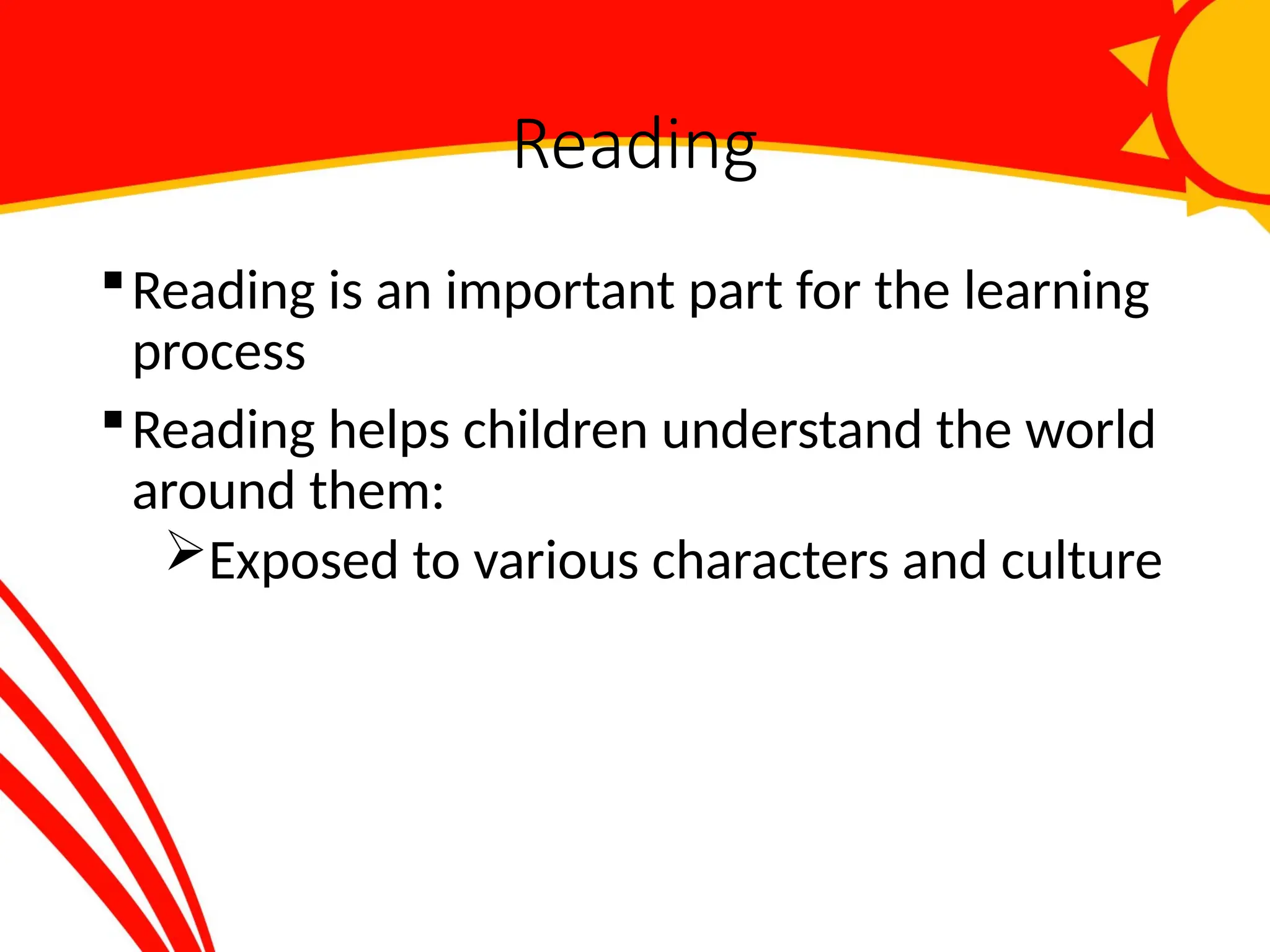 Importance of reading in children and youth literature | PPTX | Education