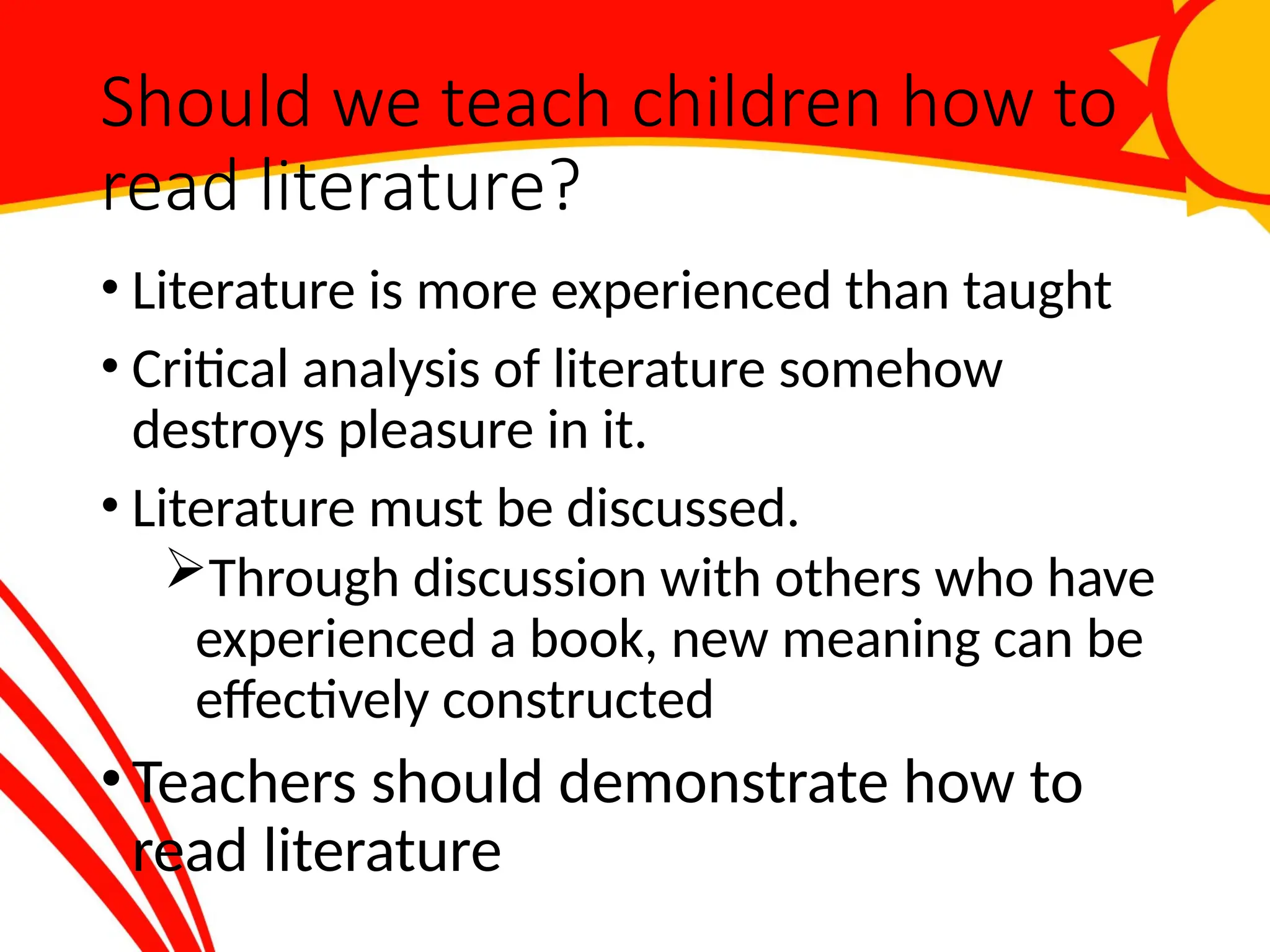 Importance of reading in children and youth literature | PPTX | Education
