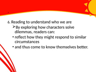 Importance of reading in children and youth literature | PPTX | Education