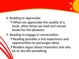 Importance of reading in children and youth literature | PPTX | Education