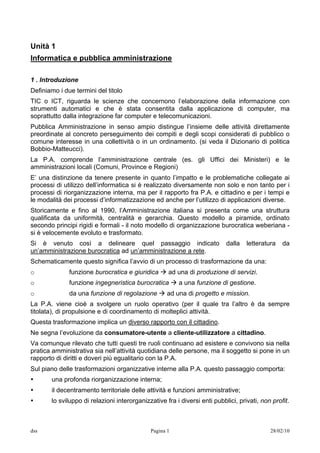 Unit 1 Informatica E Pubblica Amministrazione 2 | PDF | Political Issues & policy | Politics