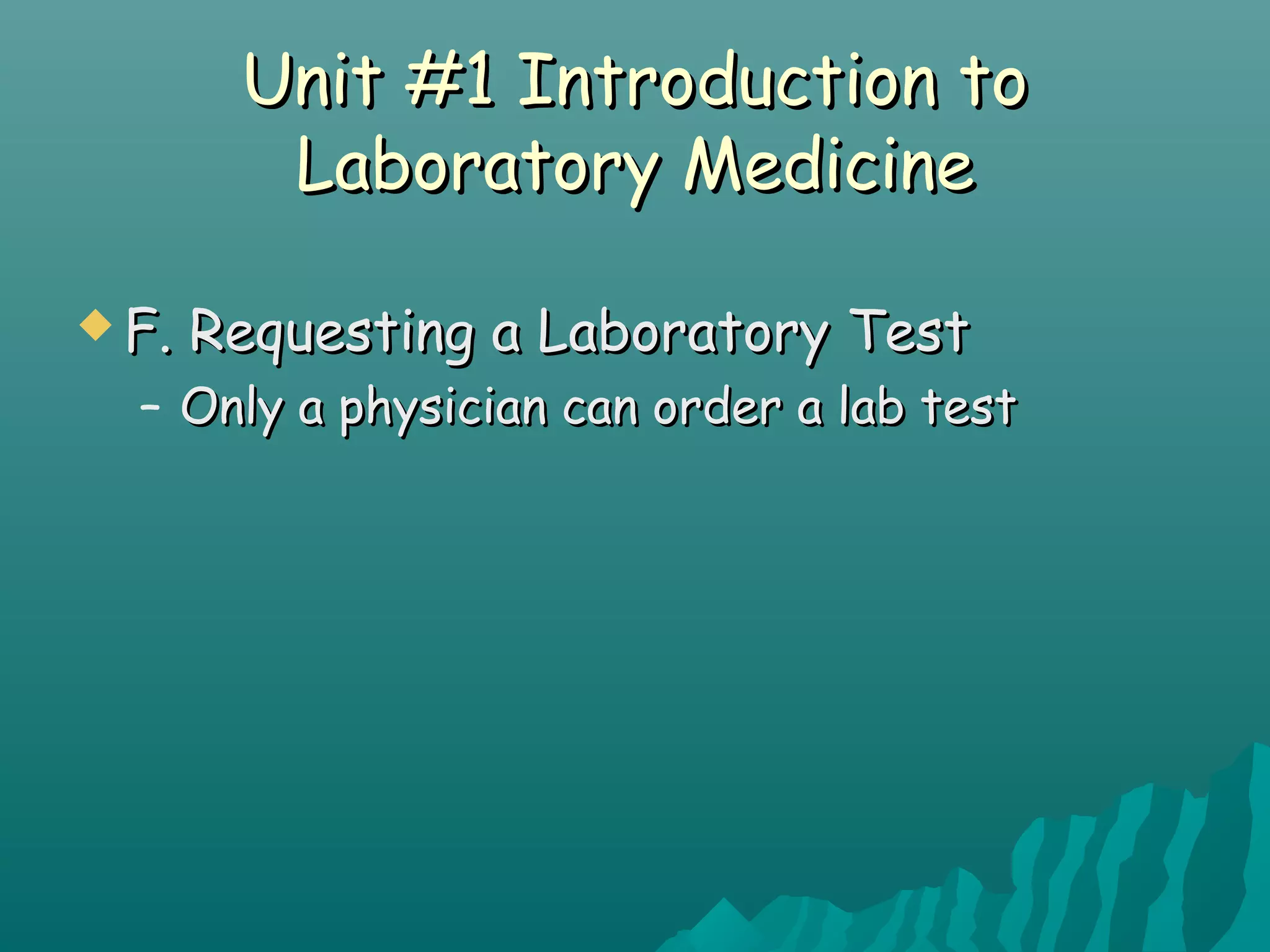 Intro to Laboratory Medicine | PPT