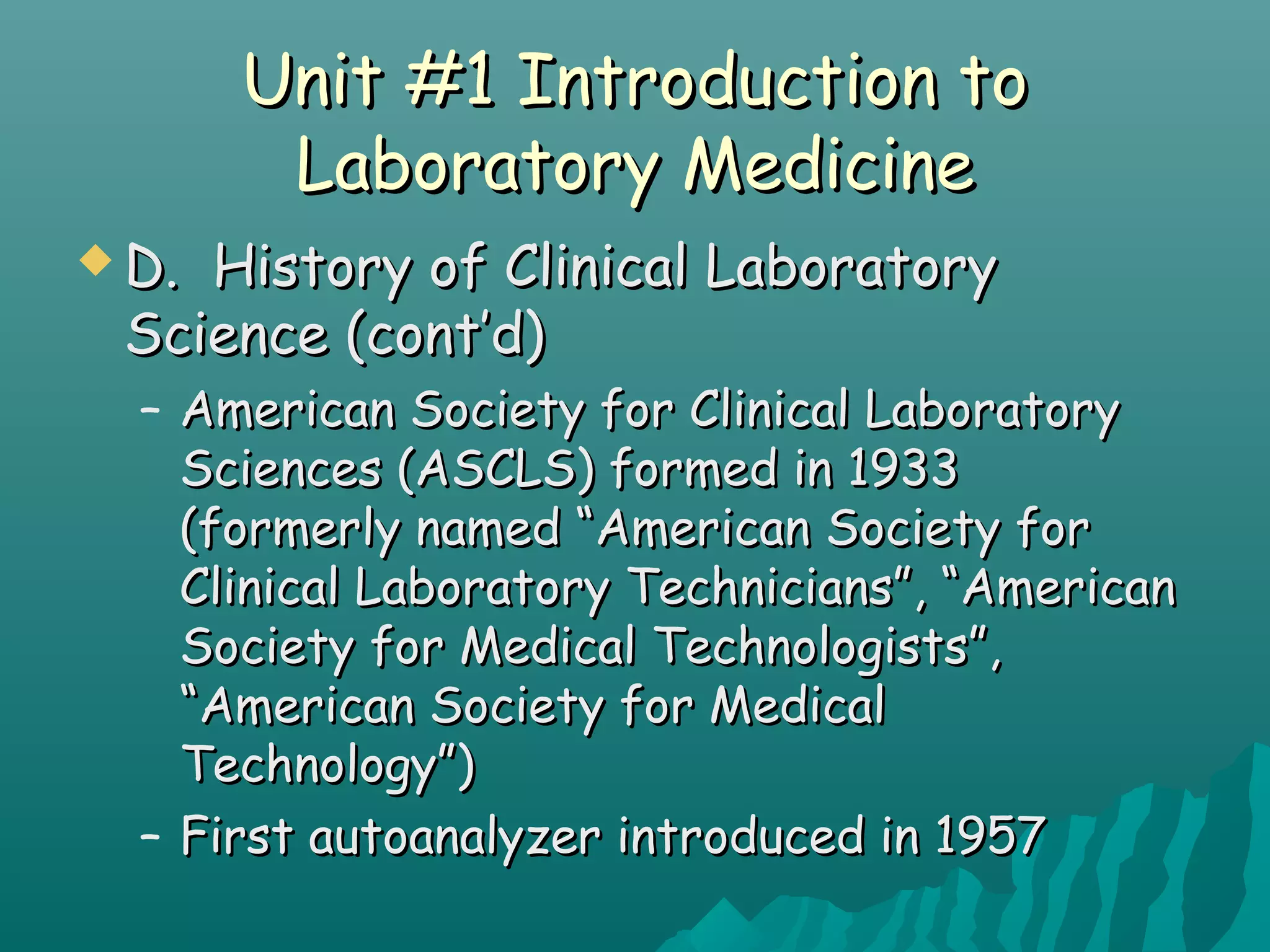 Intro to Laboratory Medicine | PPT