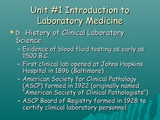 Intro to Laboratory Medicine | PPT