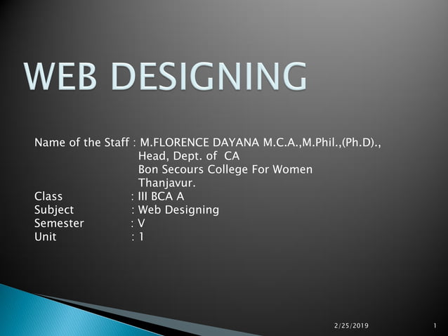 M.Florence Dayana Web Design-UNit 1 | PPT