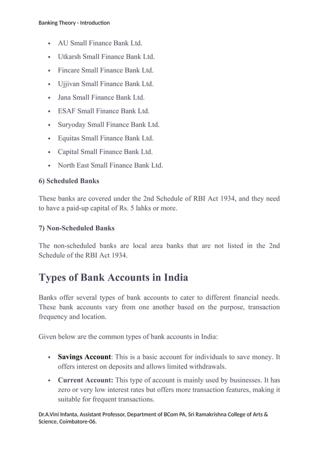 BANKING THEORY AND INTRODUCTION DOCUMENT. | PDF