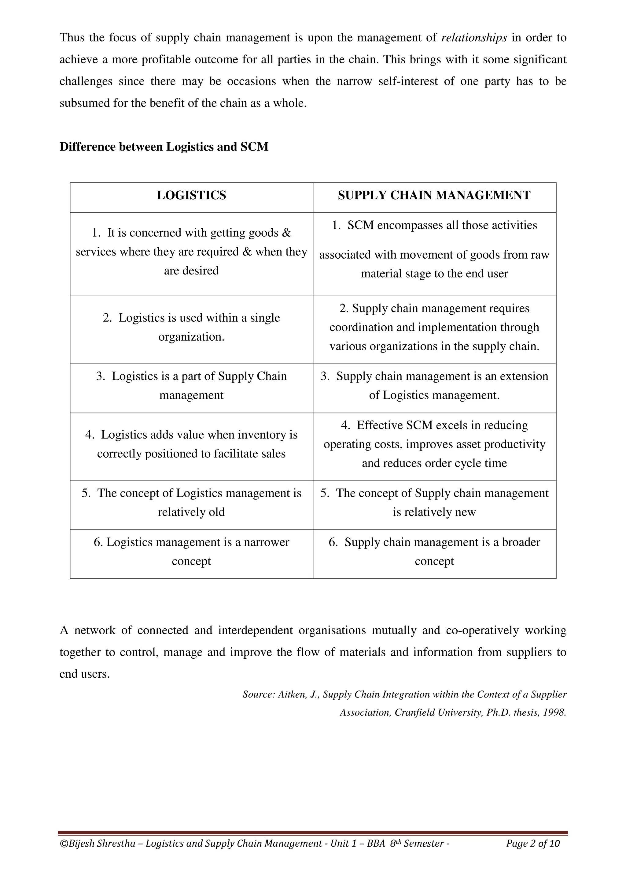 Unit 1 introduction lscm (10 pages) logistics management | PDF