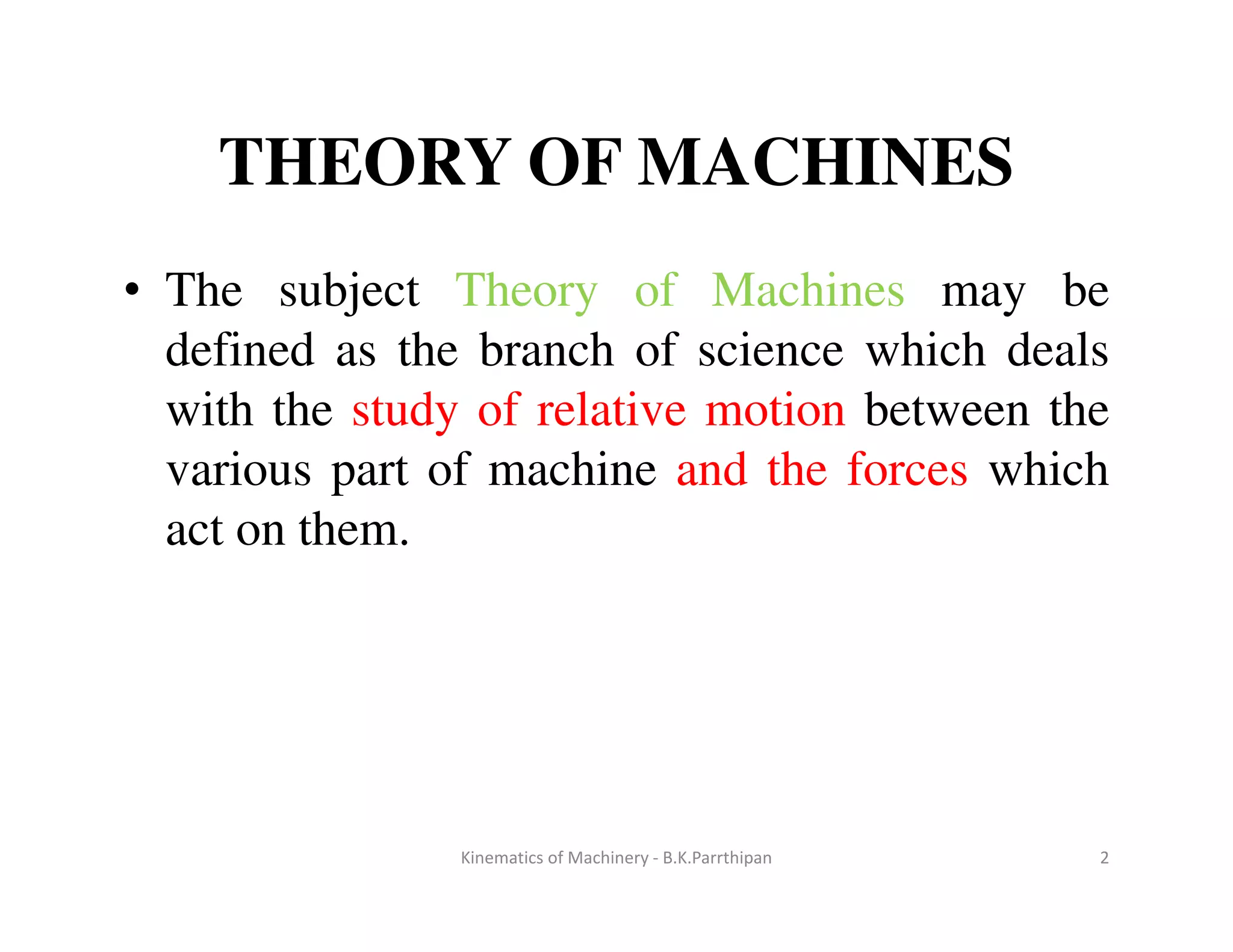 Unit 1 Introduction & Basics of mechanism | PDF