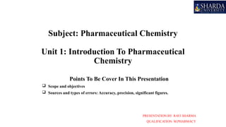 Unit 1 introduction of pharmaceutical chemistry (A detail notes) | PPTX