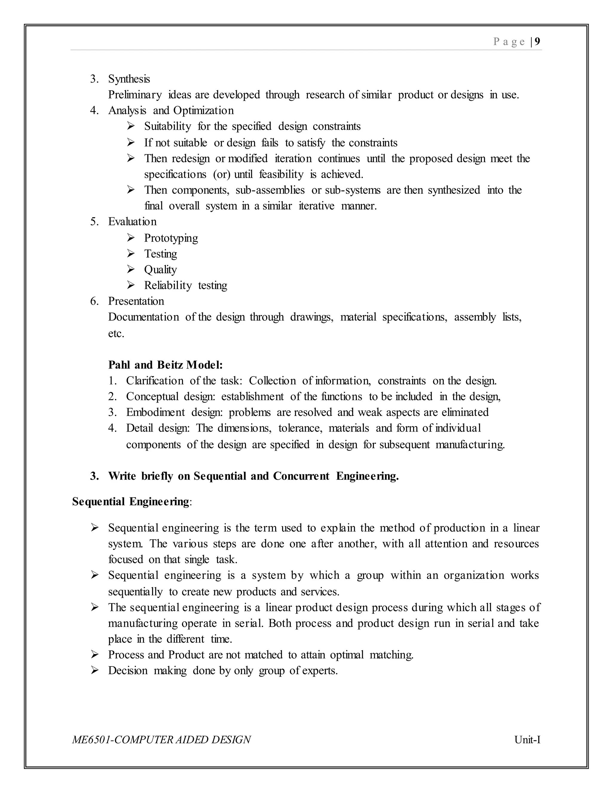 ME6501 Unit 1 introduction to cad | PDF