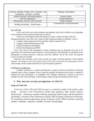 ME6501 Unit 1 introduction to cad | PDF