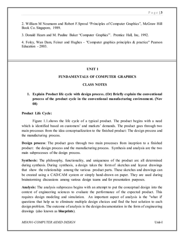 ME6501 Unit 1 introduction to cad | PDF